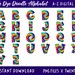 Rainbow Tie Dye Alphabet PNG Bundle, Colorful Tie Dye Color Fill ...