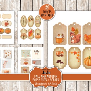 Fall Junk Journal Fussy Cuts, Autumn Scrapbook Scraps, Collage Lined ...