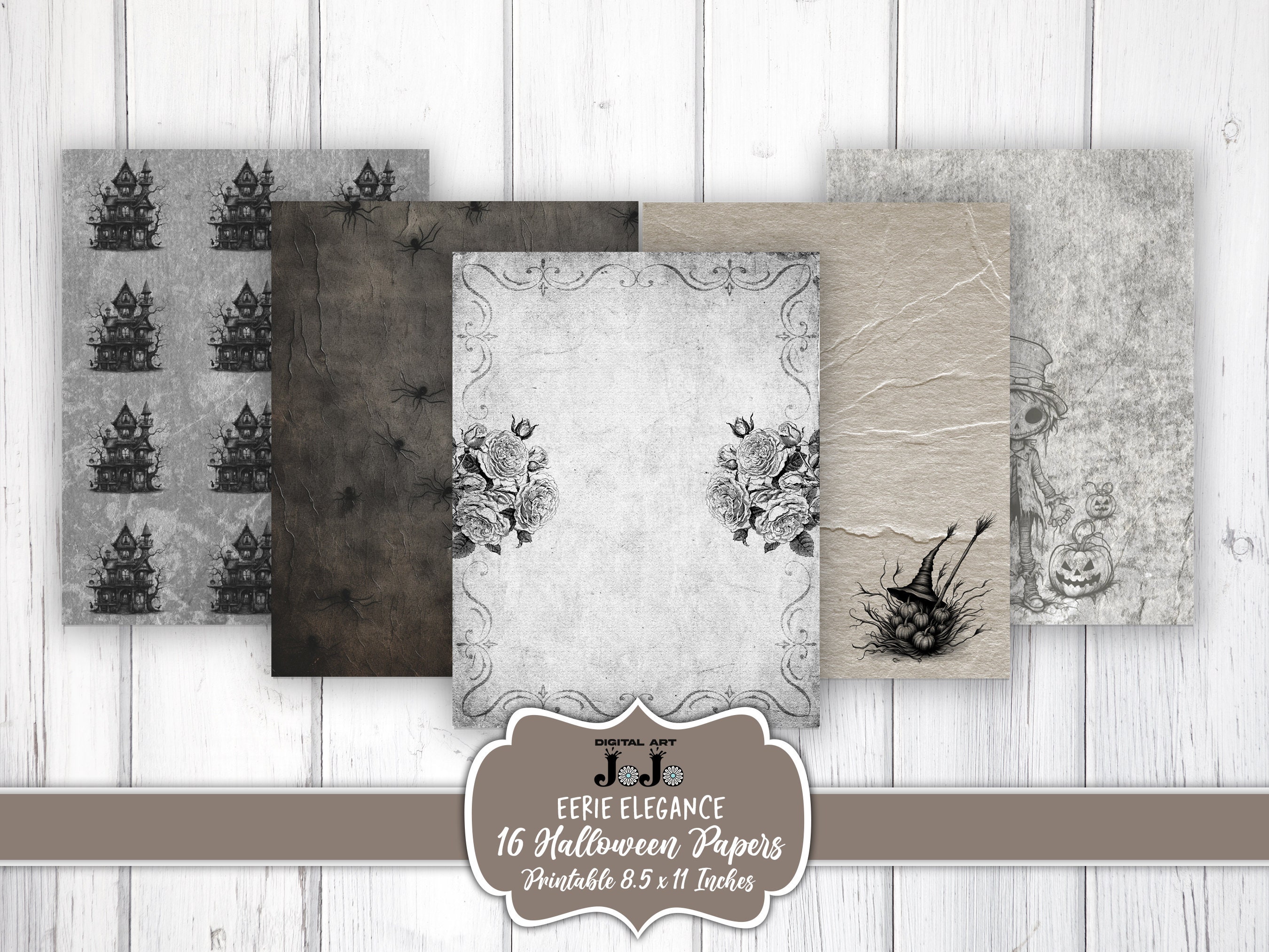 Halloween Digital Paper Pack, Printable Scrapbook Sheets, Journal Pages ...