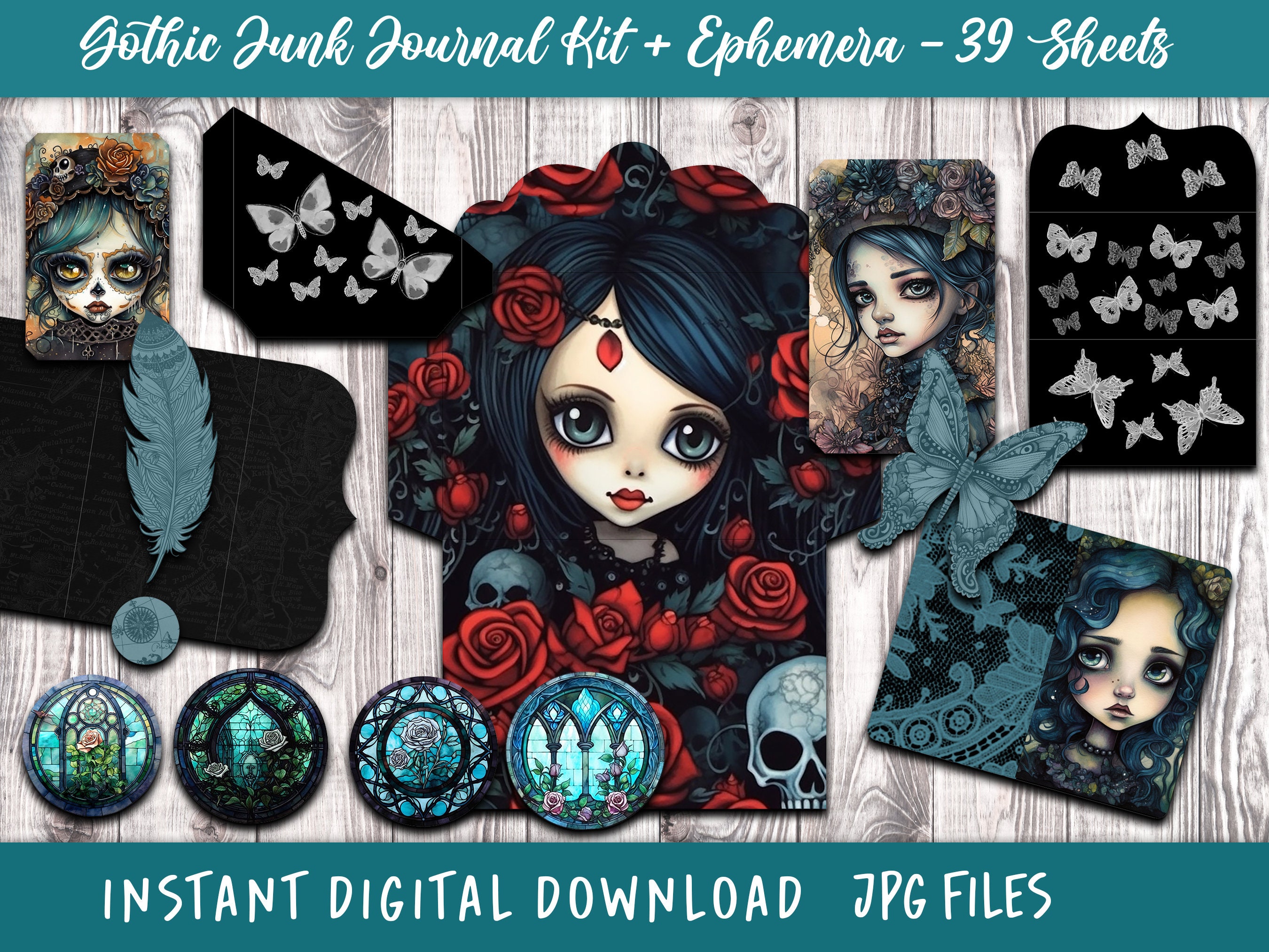 Gothic Junk Journal Kit Goth Junk Journal Digi Kits Ephemera - Etsy