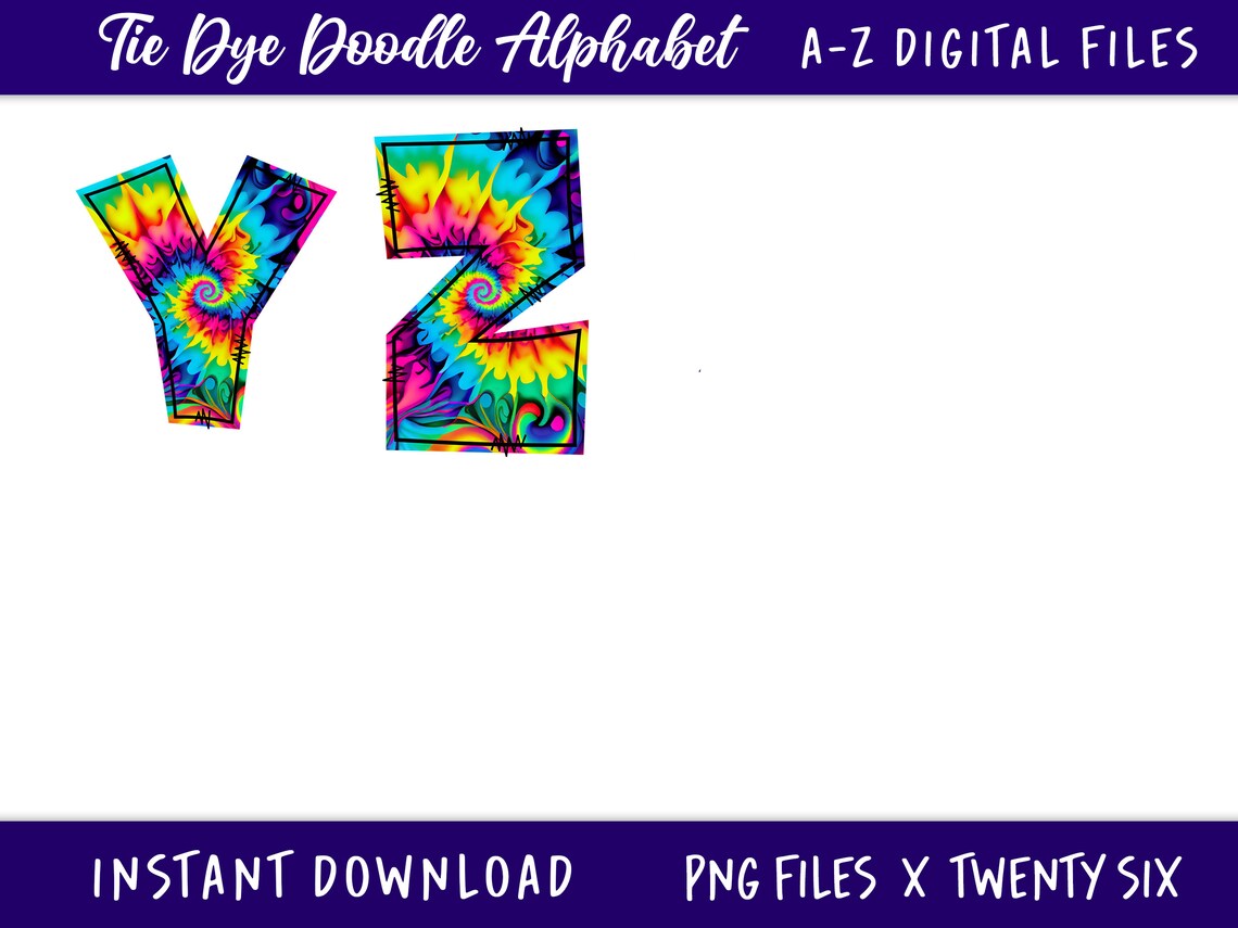 Rainbow Tie Dye Alphabet PNG Bundle Colorful Tie Dye Color - Etsy
