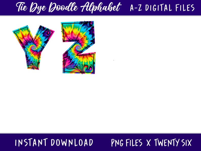 Rainbow Tie Dye Alphabet PNG Bundle Colorful Tie Dye Color - Etsy