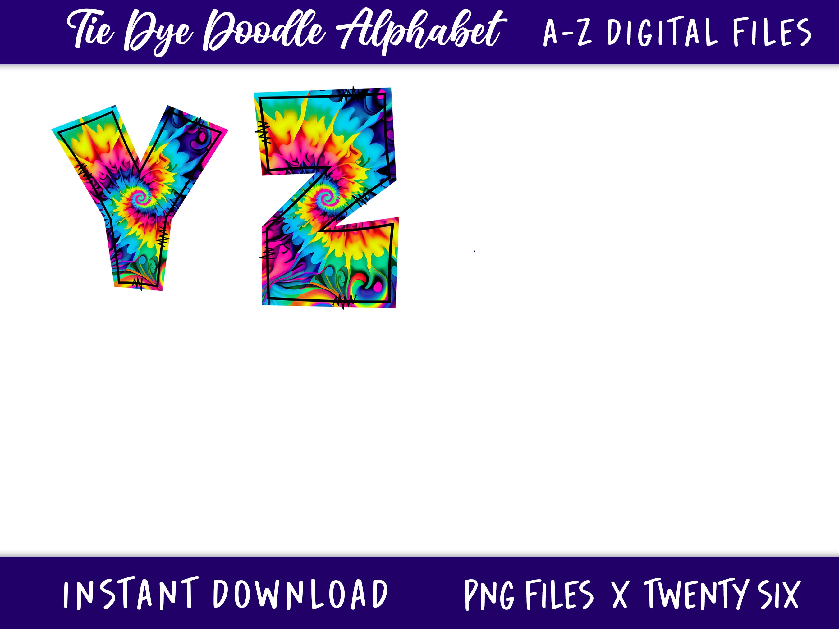 Rainbow Tie Dye Alphabet PNG Bundle Colorful Tie Dye Color - Etsy