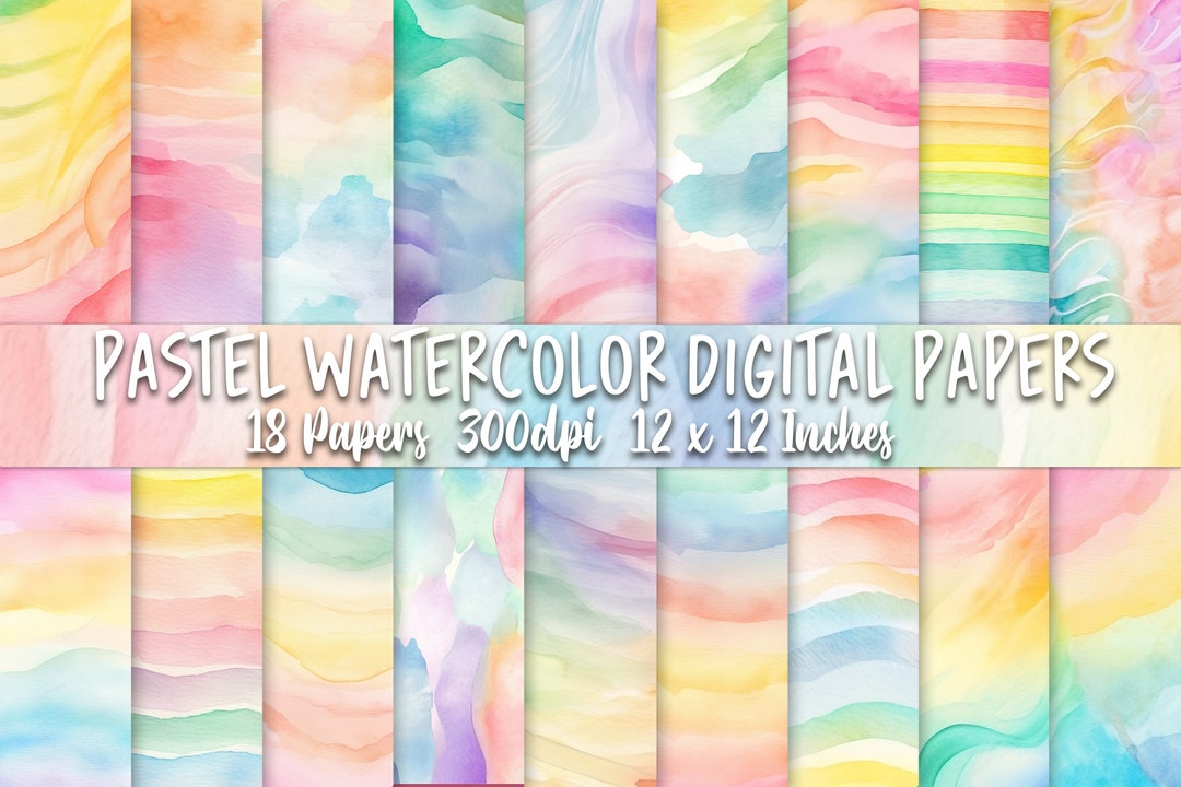 Pastel Watercolor Digital Paper Pack for Crafters, Scrapbook Pages ...