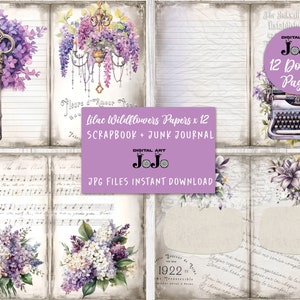 Lilac Wildflowers Junk Journal Printable Papers, Vintage Lilac Floral ...