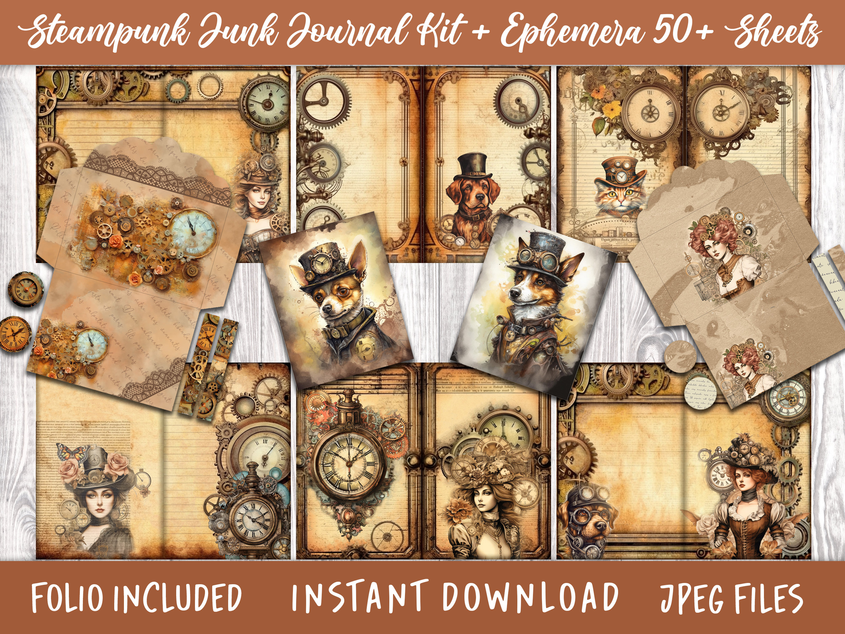 Steampunk Junk Journal Kit Junk Journal Digi Kits Ephemera - Etsy