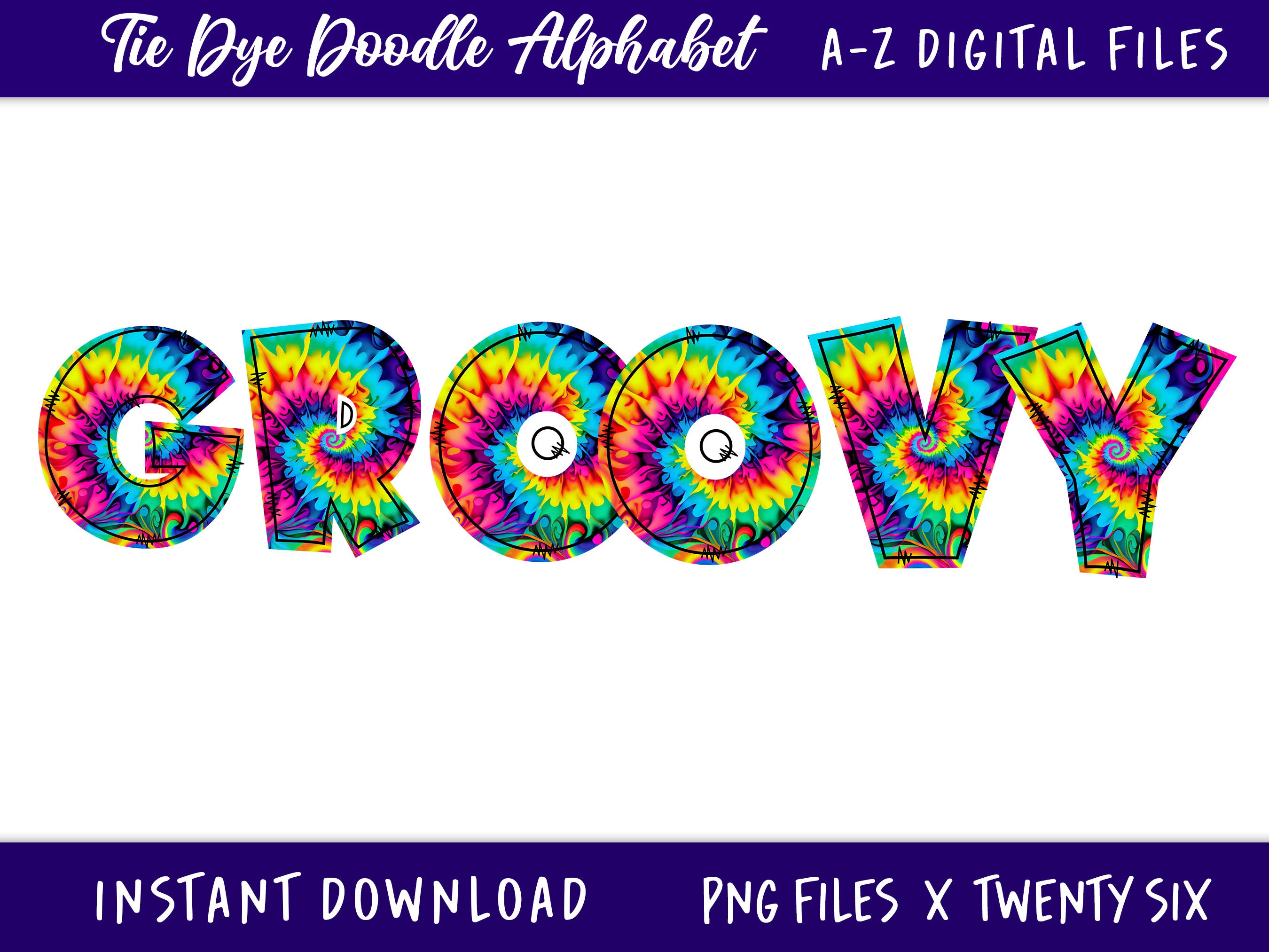 Rainbow Tie Dye Alphabet PNG Bundle Colorful Tie Dye Color - Etsy