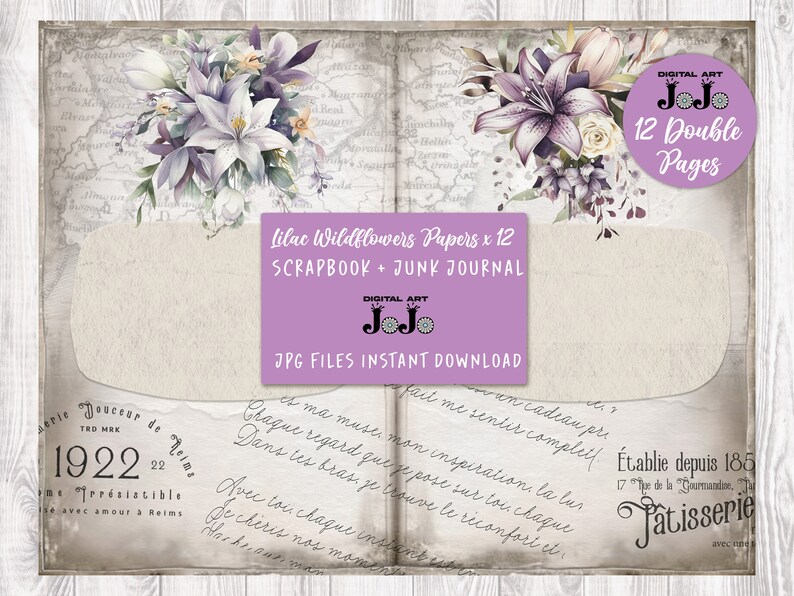 Lilac Wildflowers Junk Journal Printable Papers Vintage Lilac - Etsy