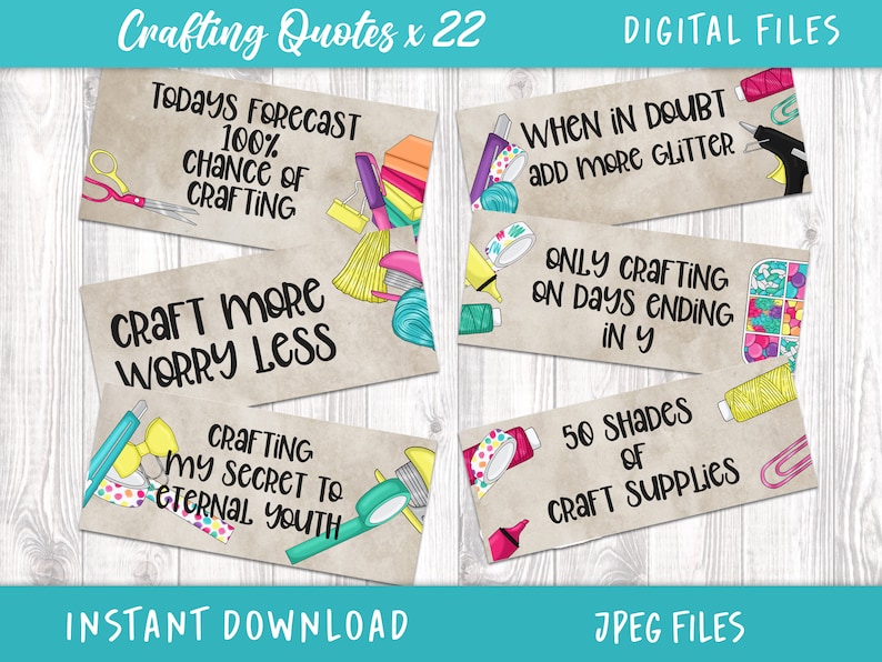 Craft Quotes, Crafters Sayings, Printable Kit, Junk Journal Words ...