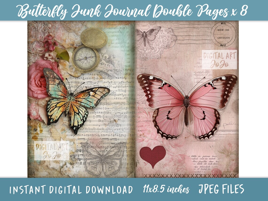 Junk Journal Printable Butterflies Butterfly Junk Journal - Etsy