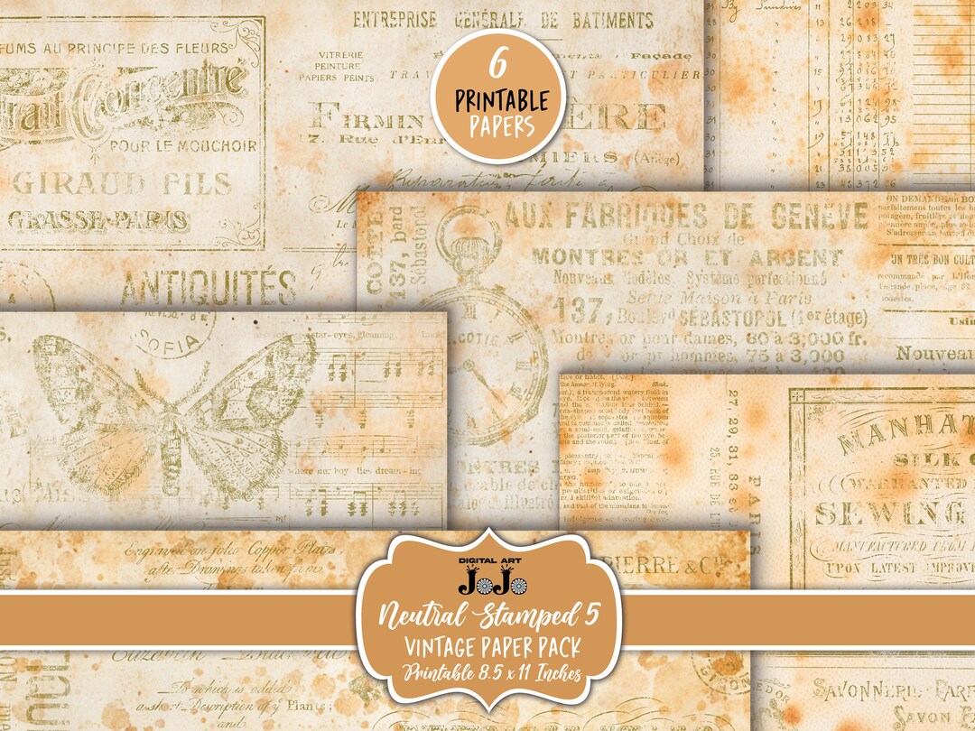 Neutral Junk Journal Papers Kit, Vintage Cream Scrapbook Pages Set ...