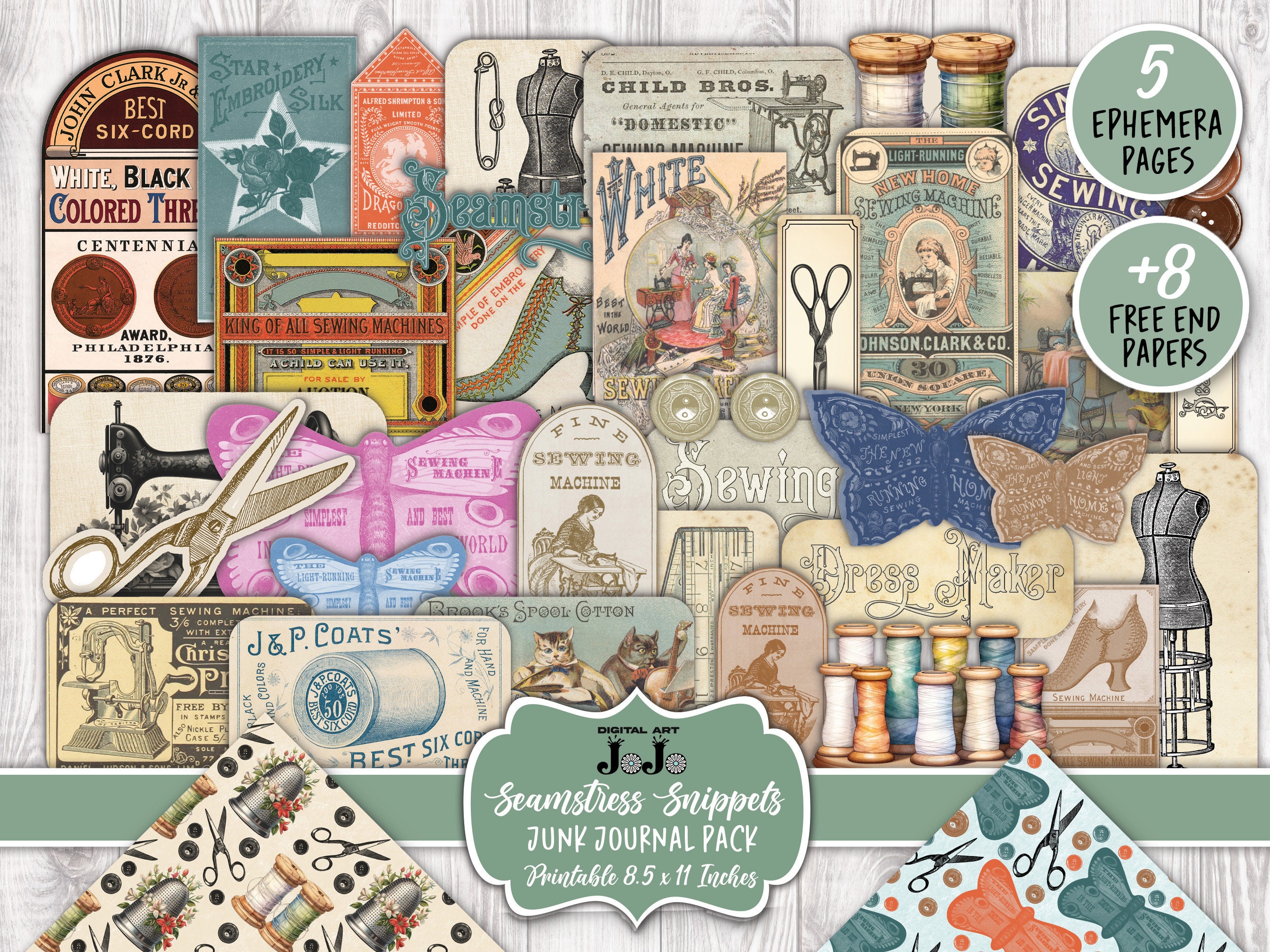 Seamstress Scrap Pack, Sewing Junk Journal Ephemera, Vintage Printable ...