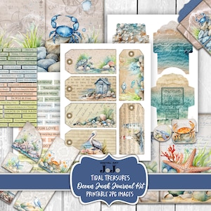 Ocean Junk Journal Kit, Digital Summer Beach Papers, Seaside Pages ...