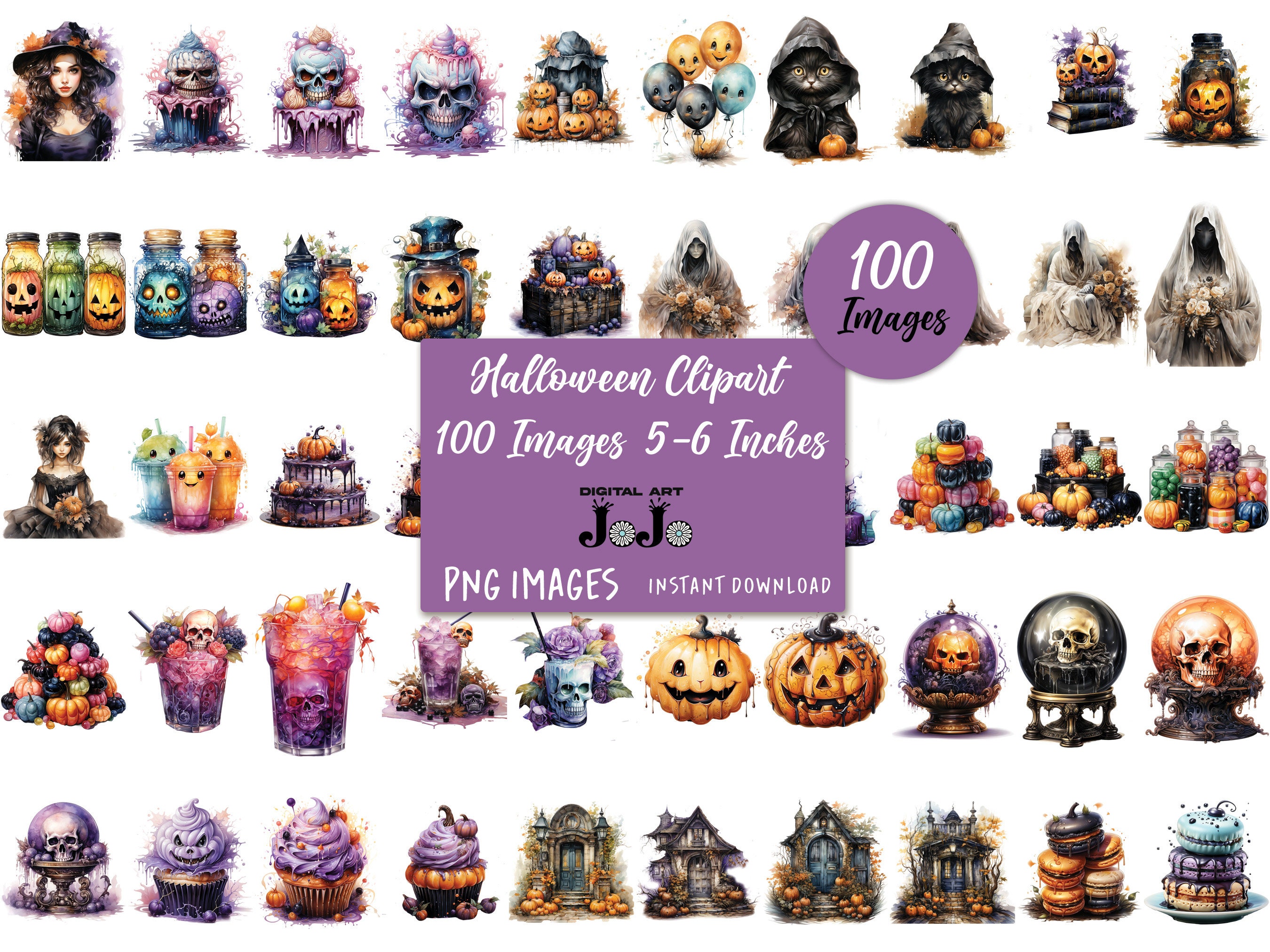 Halloween Clipart, Commercial Use, Watercolor PNG, Card Design ...
