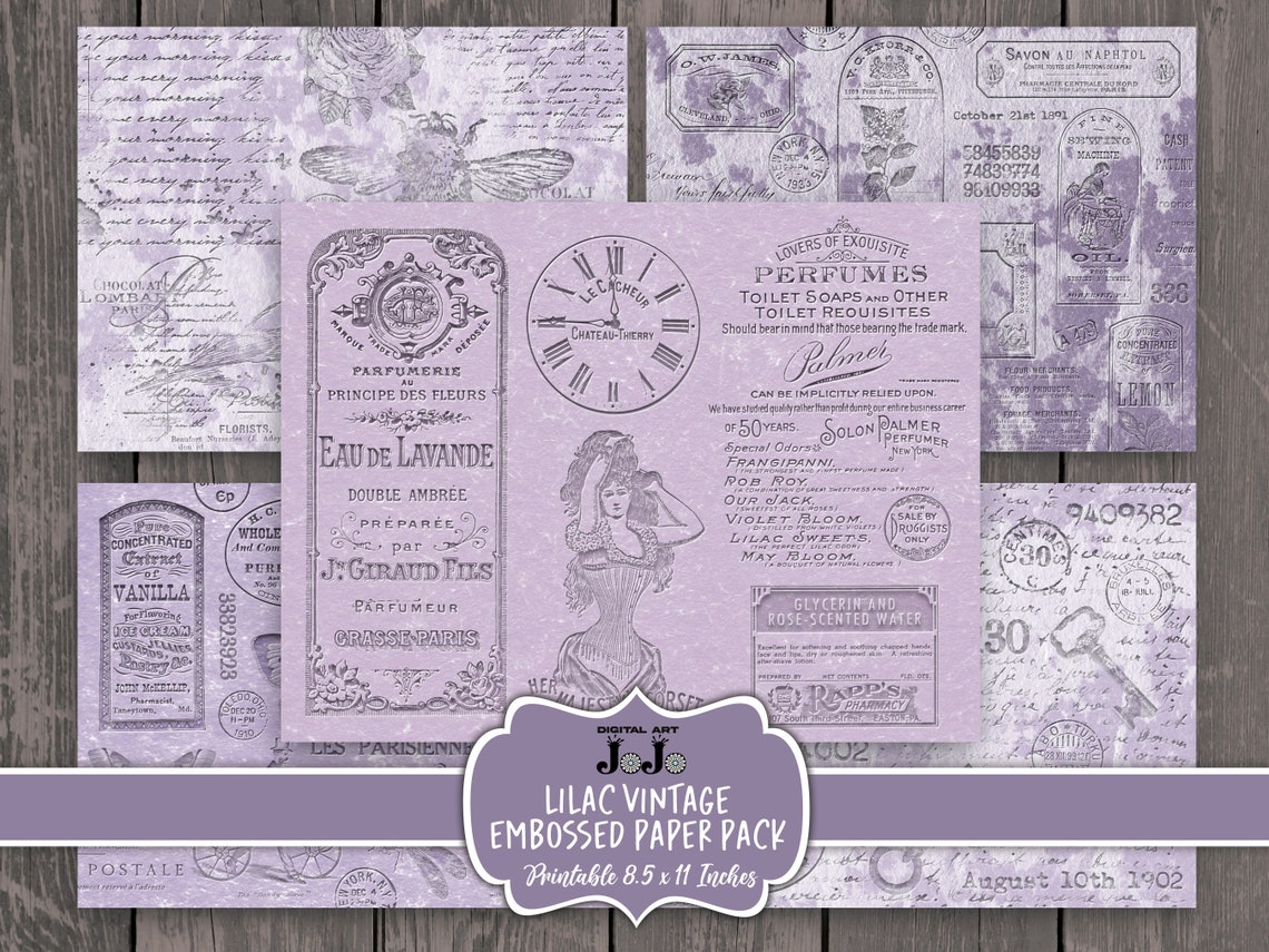 Purple Vintage Junk Journal Papers, Lilac Printable Pages Pack, Digital ...