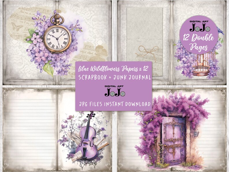 Lilac Wildflowers Junk Journal Printable Papers Vintage Lilac - Etsy