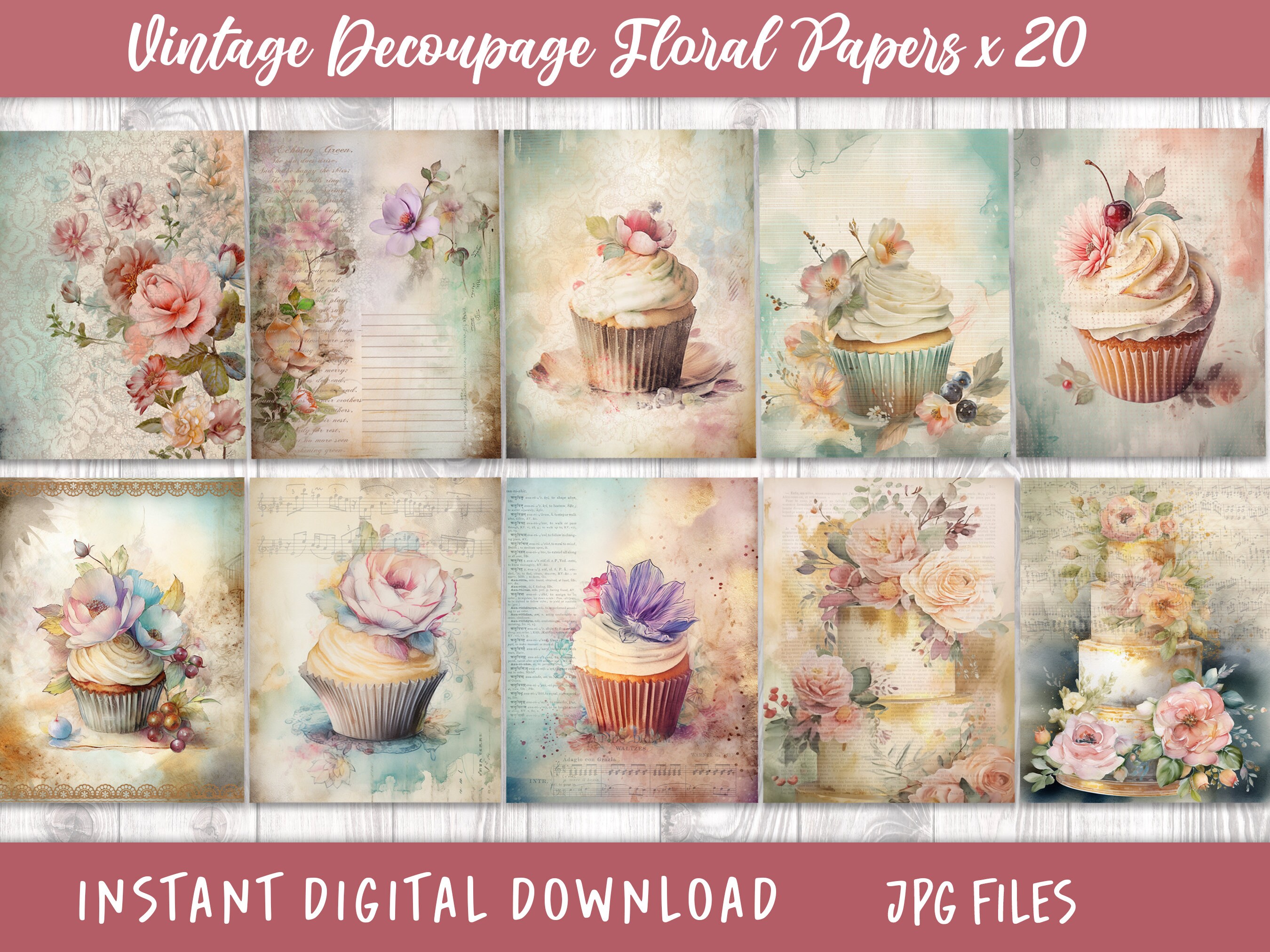 Vintage Floral Decoupage Papers Junk Journal Supplies - Etsy Canada
