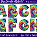 Rainbow Tie Dye Alphabet PNG Bundle, Colorful Tie Dye Color Fill ...