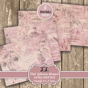 Pink Junk Journal Papers Kit, Printable Floral Scrapbook Pages Set ...