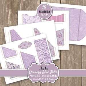Vintage Lilac Junk Journal Folio, Printable Scrapbook Paper, Digital ...
