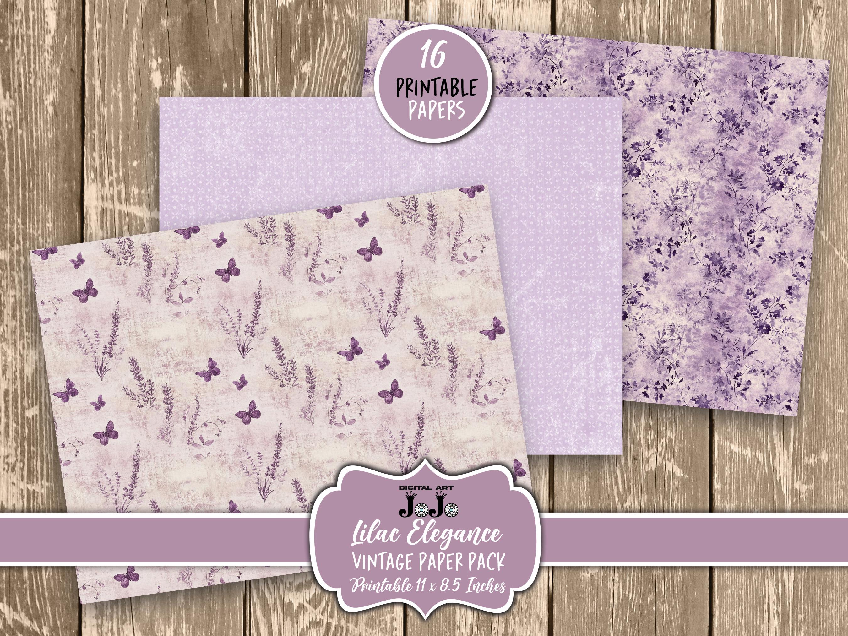 Lilac Vintage Junk Journal Papers, Scrapbook Purple Set, Digital ...