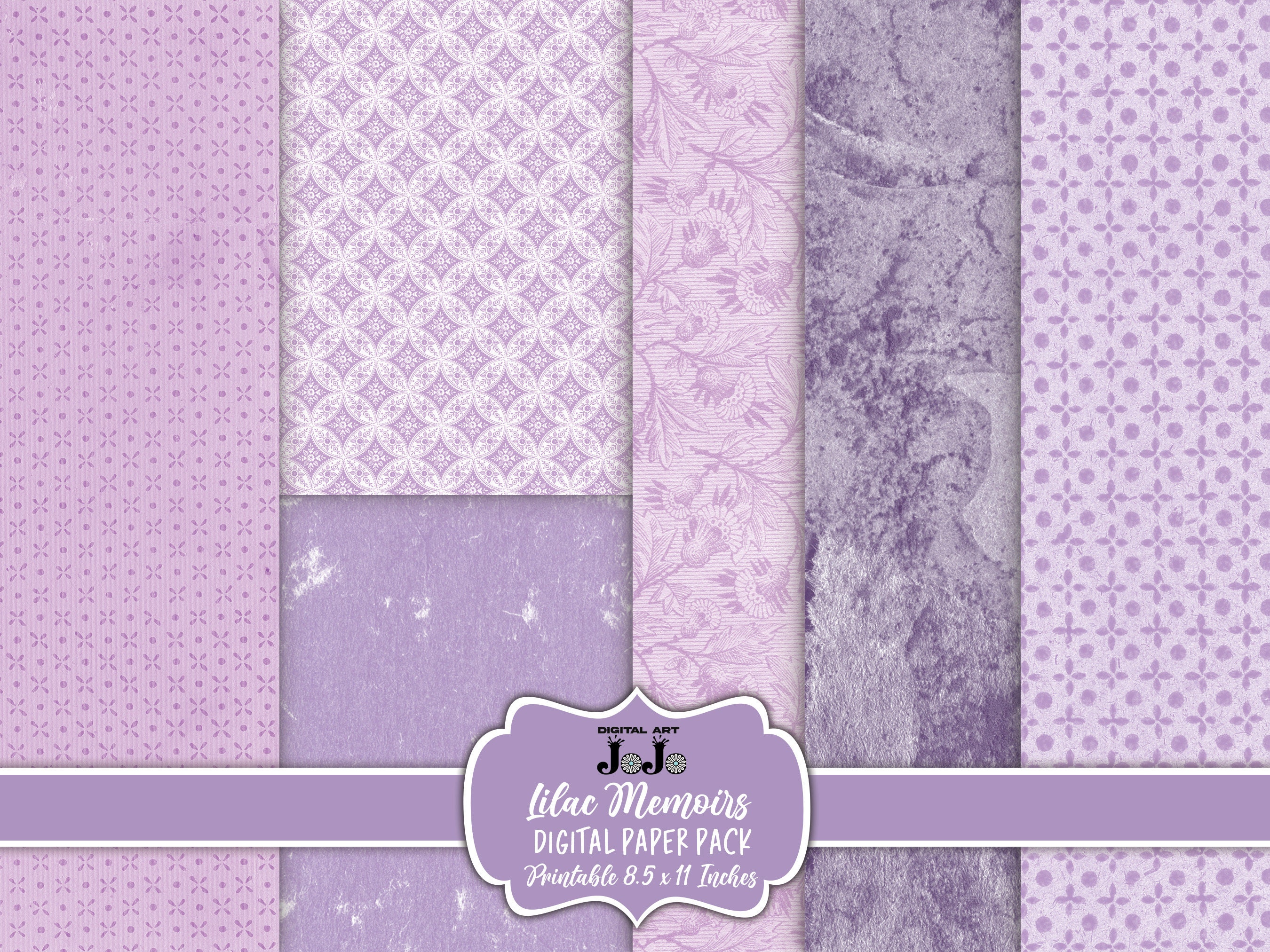 Lilac Junk Journal Printable Papers, Purple Vintage Scrapbook Pages ...
