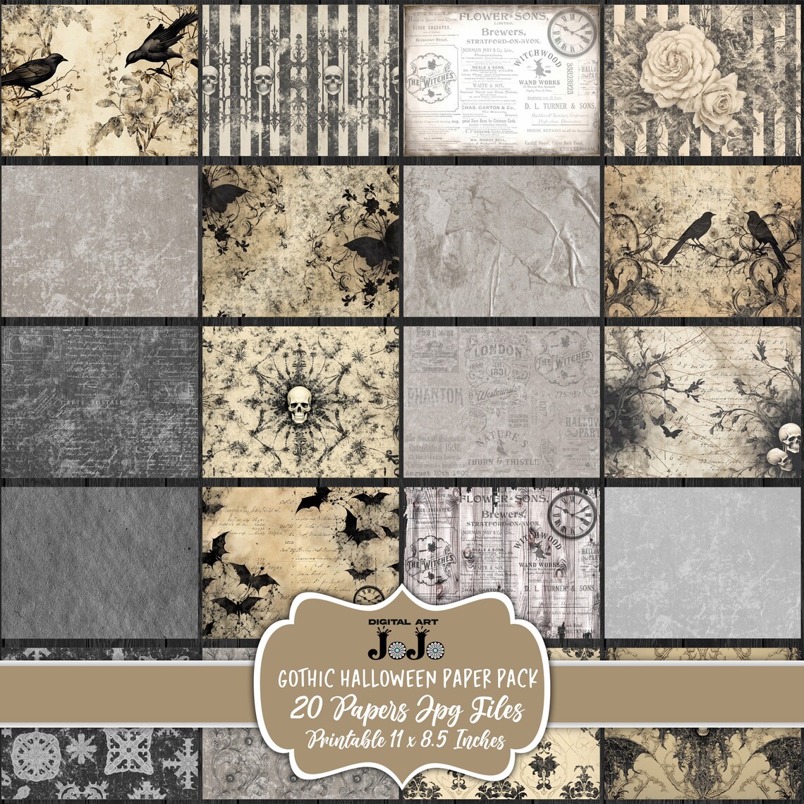 Halloween Digital Paper Pack, Printable Scrapbook Sheets, Journal Pages ...