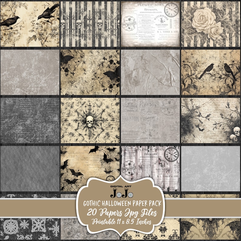 Halloween Digital Paper Pack, Printable Scrapbook Sheets, Journal Pages ...