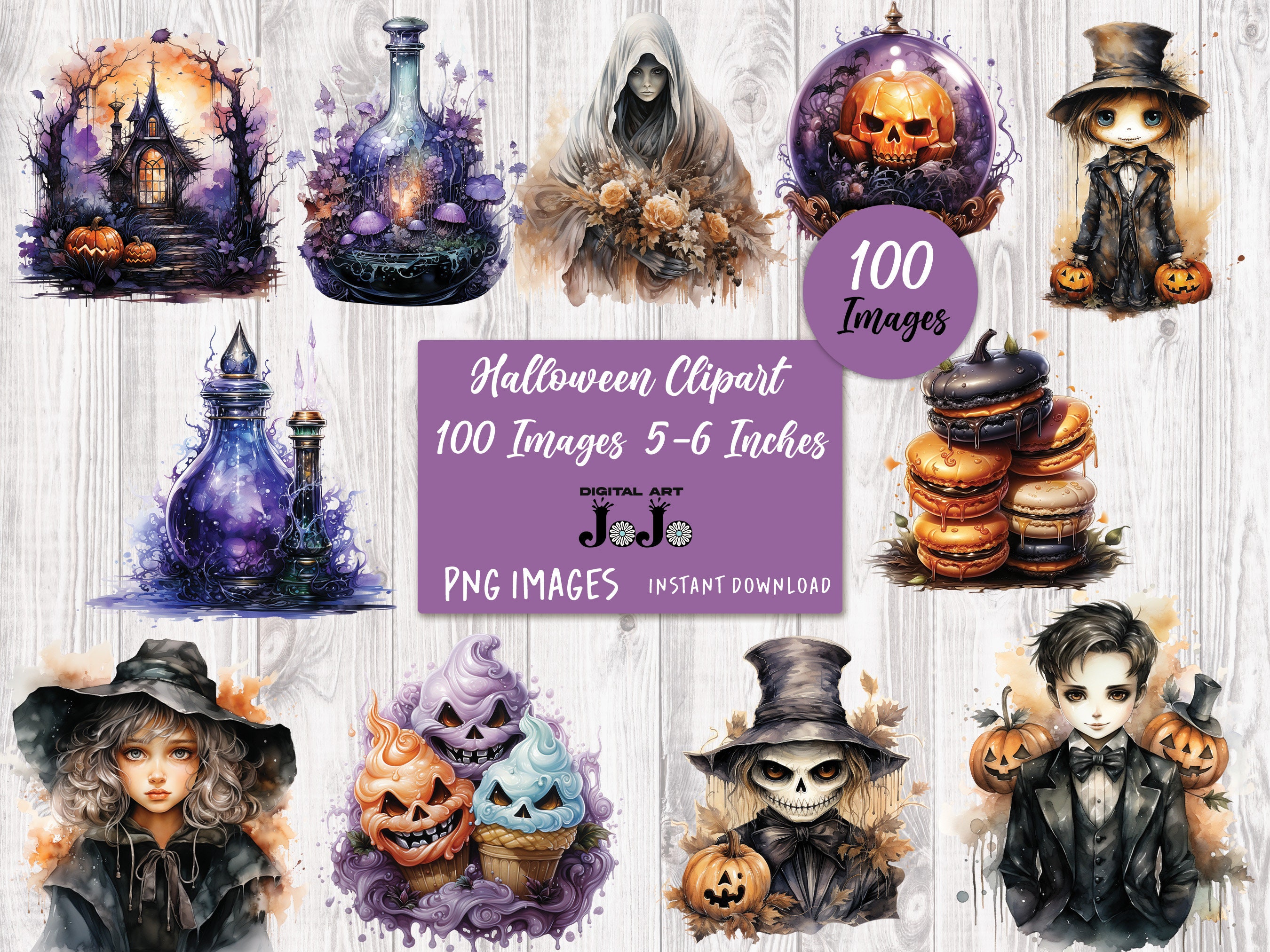 Halloween Clipart, Commercial Use, Watercolor PNG, Card Design ...