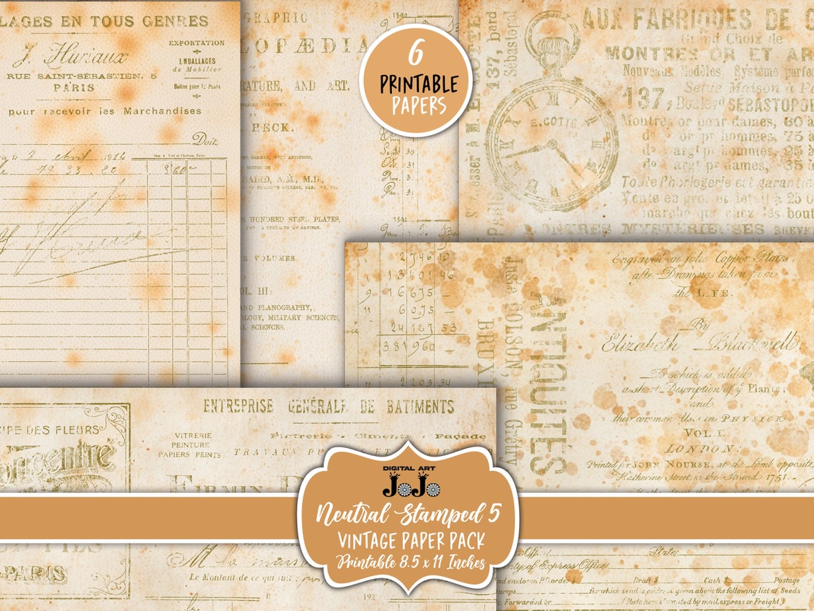 Neutral Junk Journal Papers Kit, Vintage Cream Scrapbook Pages Set ...