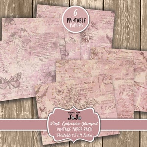 Pink Junk Journal Papers Kit, Printable Floral Scrapbook Pages Set ...