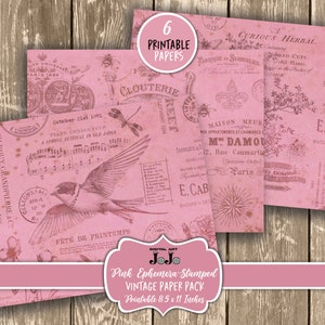 Pink Junk Journal Papers Kit, Printable Floral Scrapbook Pages Set ...