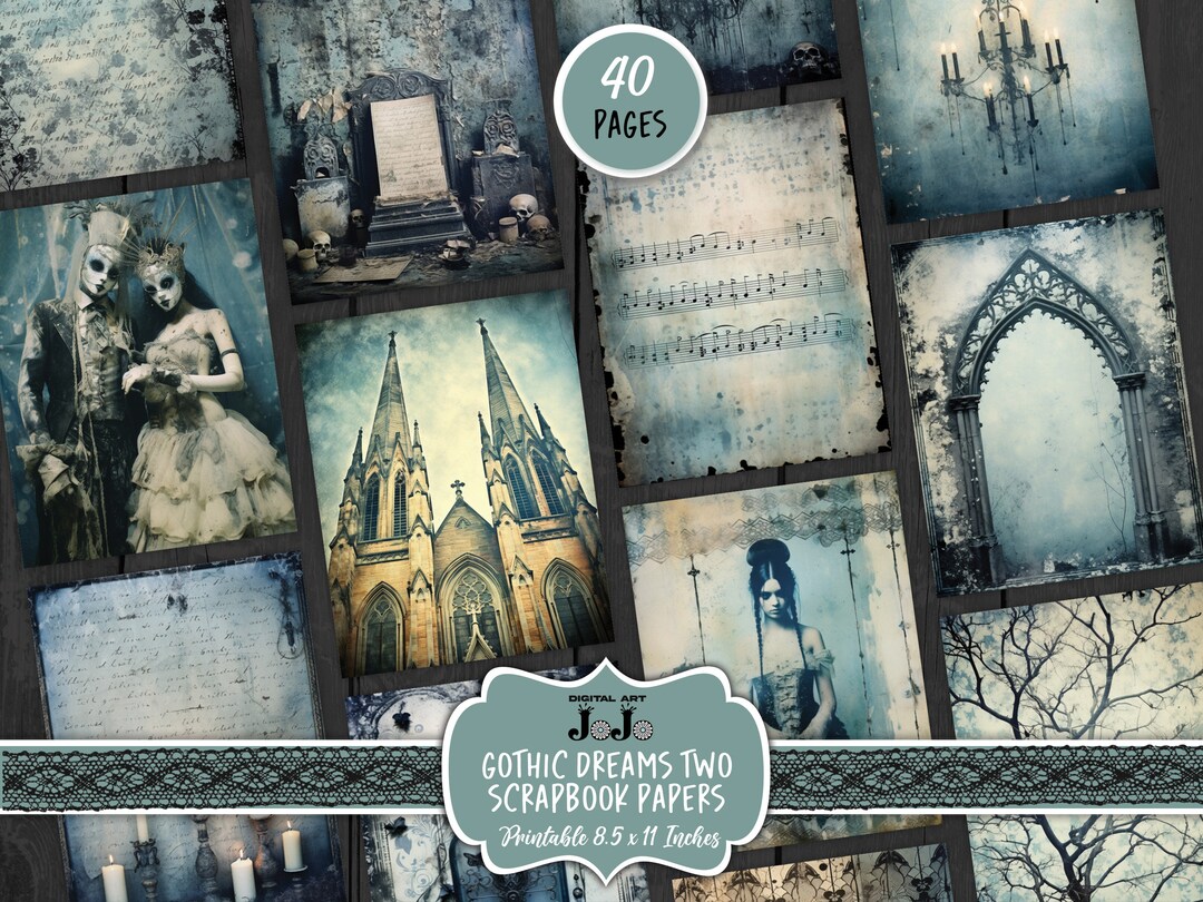 Gothic Junk Journal Pages, Scrapbooking Papers Kit, Collage Sheets ...
