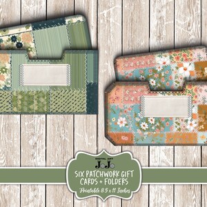 Printable Patchwork Gift Card, Digital Junk Journal Folder, Scrapbook ...