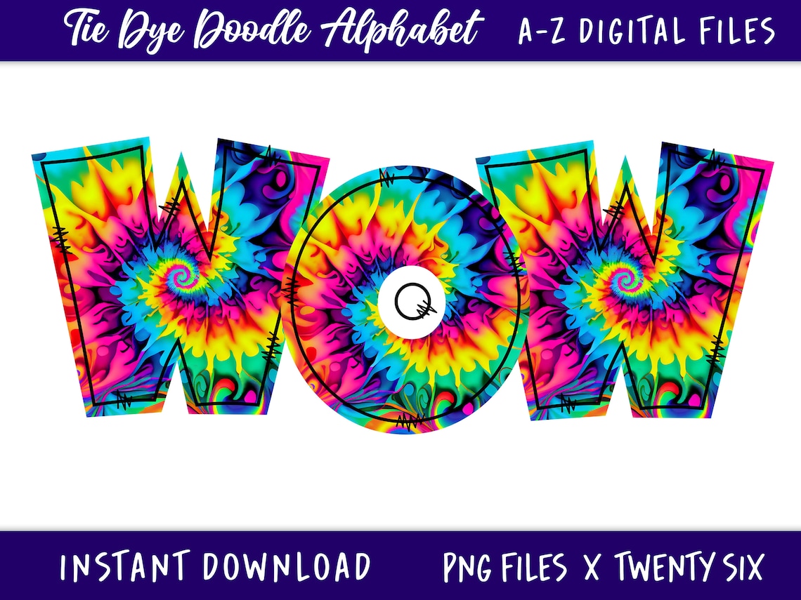Rainbow Tie Dye Alphabet PNG Bundle Colorful Tie Dye Color - Etsy