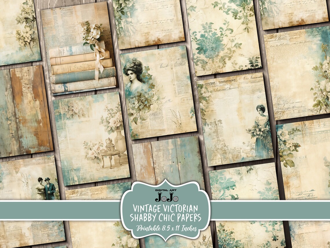 Victorian Vintage Junk Journal Papers Pack, Printable Shabby Chic Pages ...