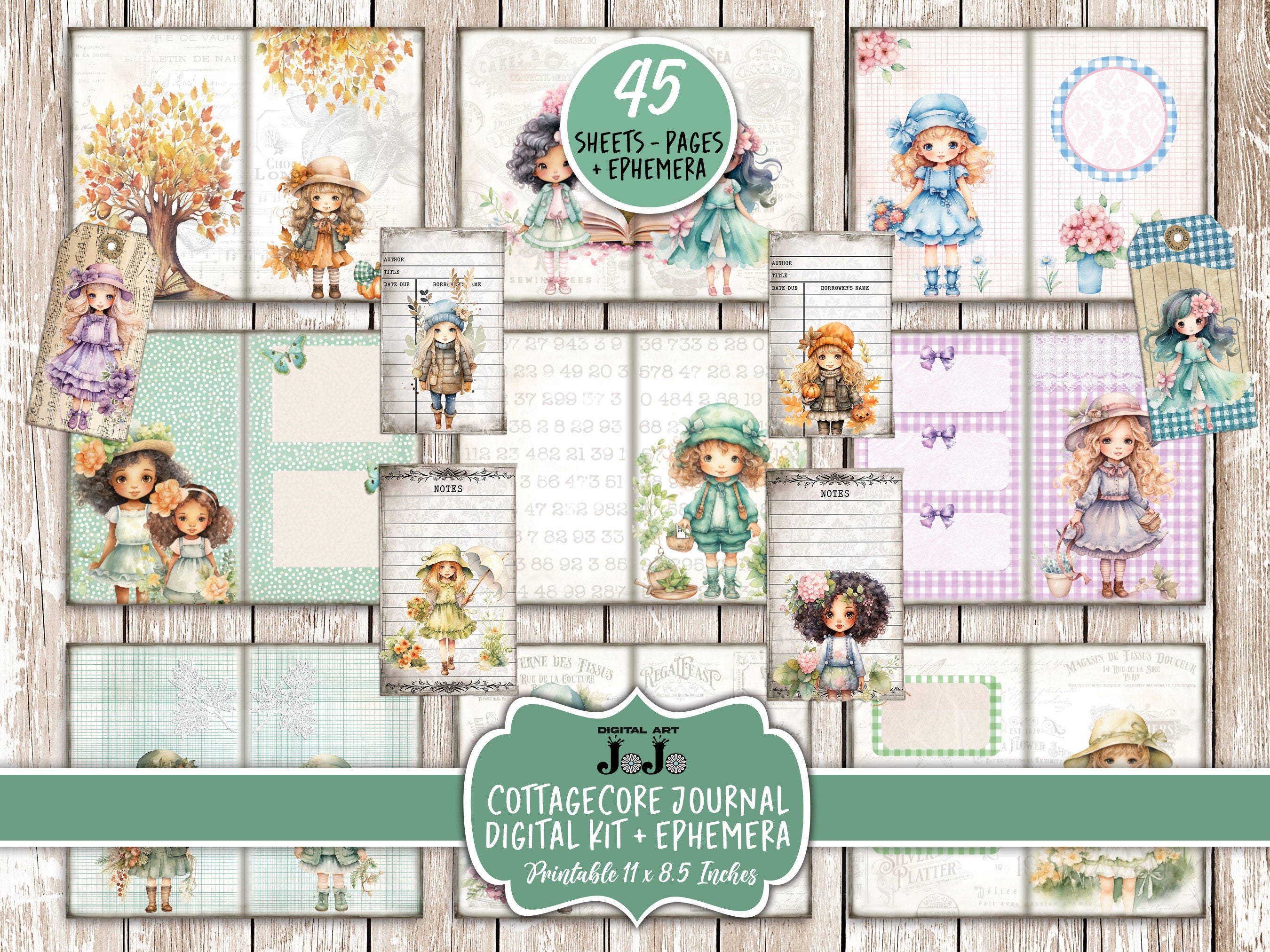 Cottage Girls Junk Journal Kit, Cottagecore Scrapbook Supplies ...