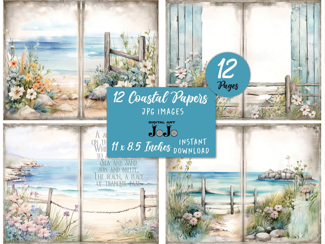 Beach Junk Journal Papers, Ocean Junk Journal Pages, Collage Sheets ...