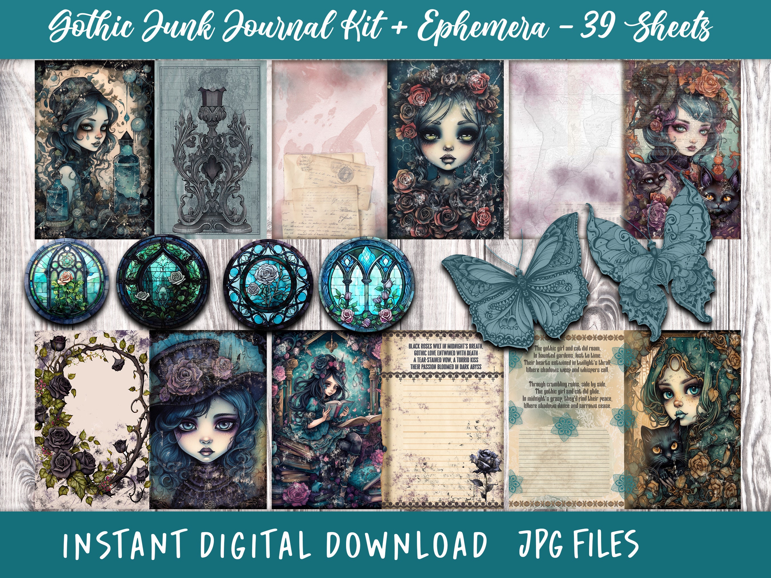 Gothic Junk Journal Kit Goth Junk Journal Digi Kits Ephemera - Etsy