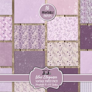 Lilac Vintage Junk Journal Papers, Scrapbook Purple Set, Digital ...