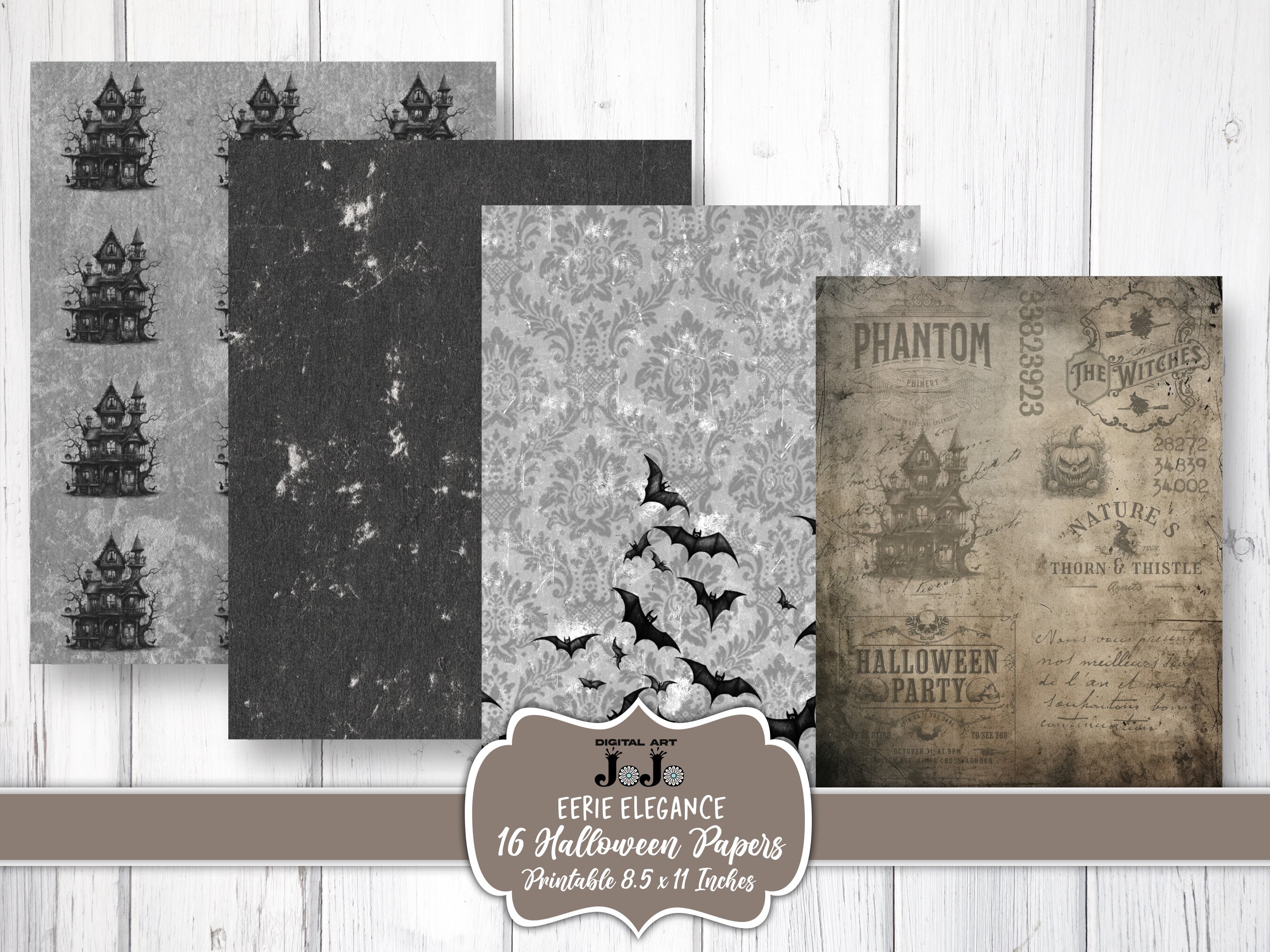 Halloween Digital Paper Pack, Printable Scrapbook Sheets, Journal Pages ...