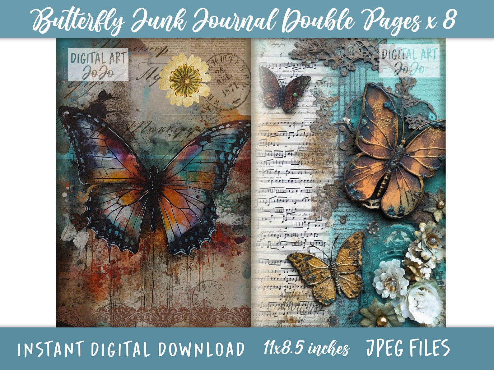 Junk Journal Printable Butterflies, Butterfly Junk Journal Kit, Junk ...