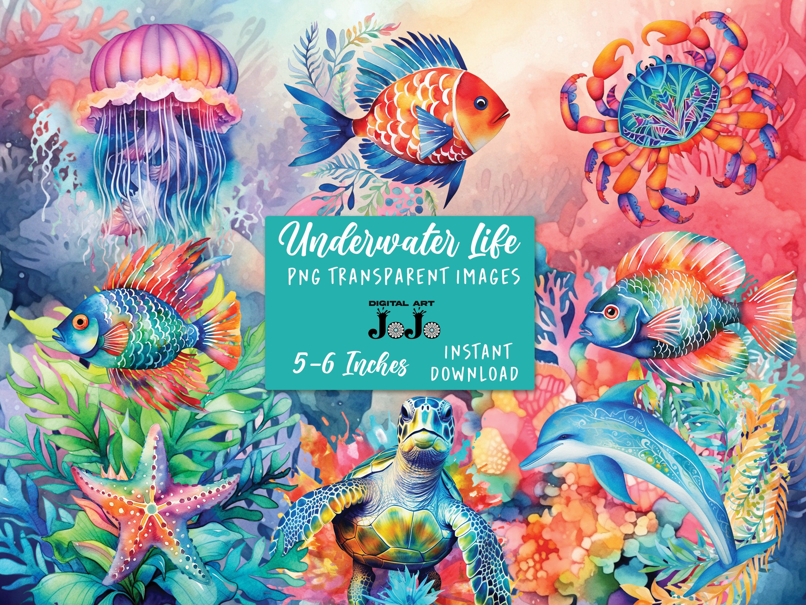 Sealife Clipart Underwater Clipart Commercial Use Coral - Etsy