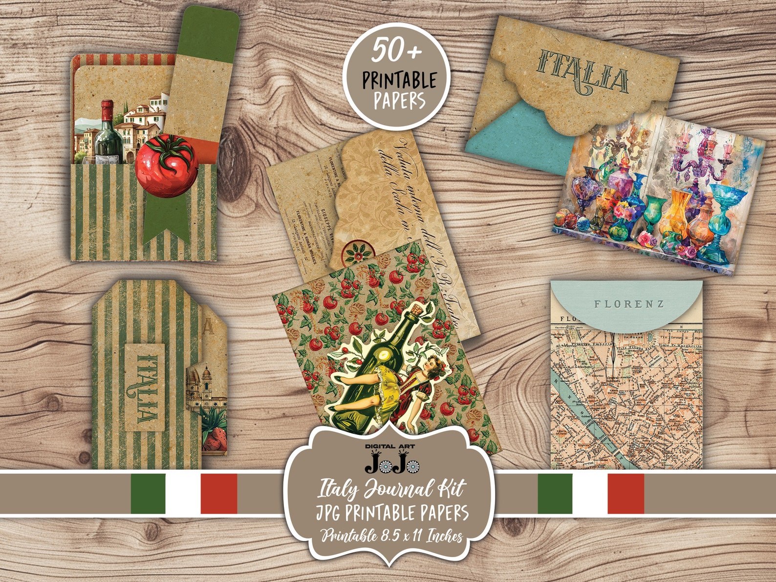 Printable Italy Junk Journal Kit, Digital Italian Papers, Vintage Craft ...