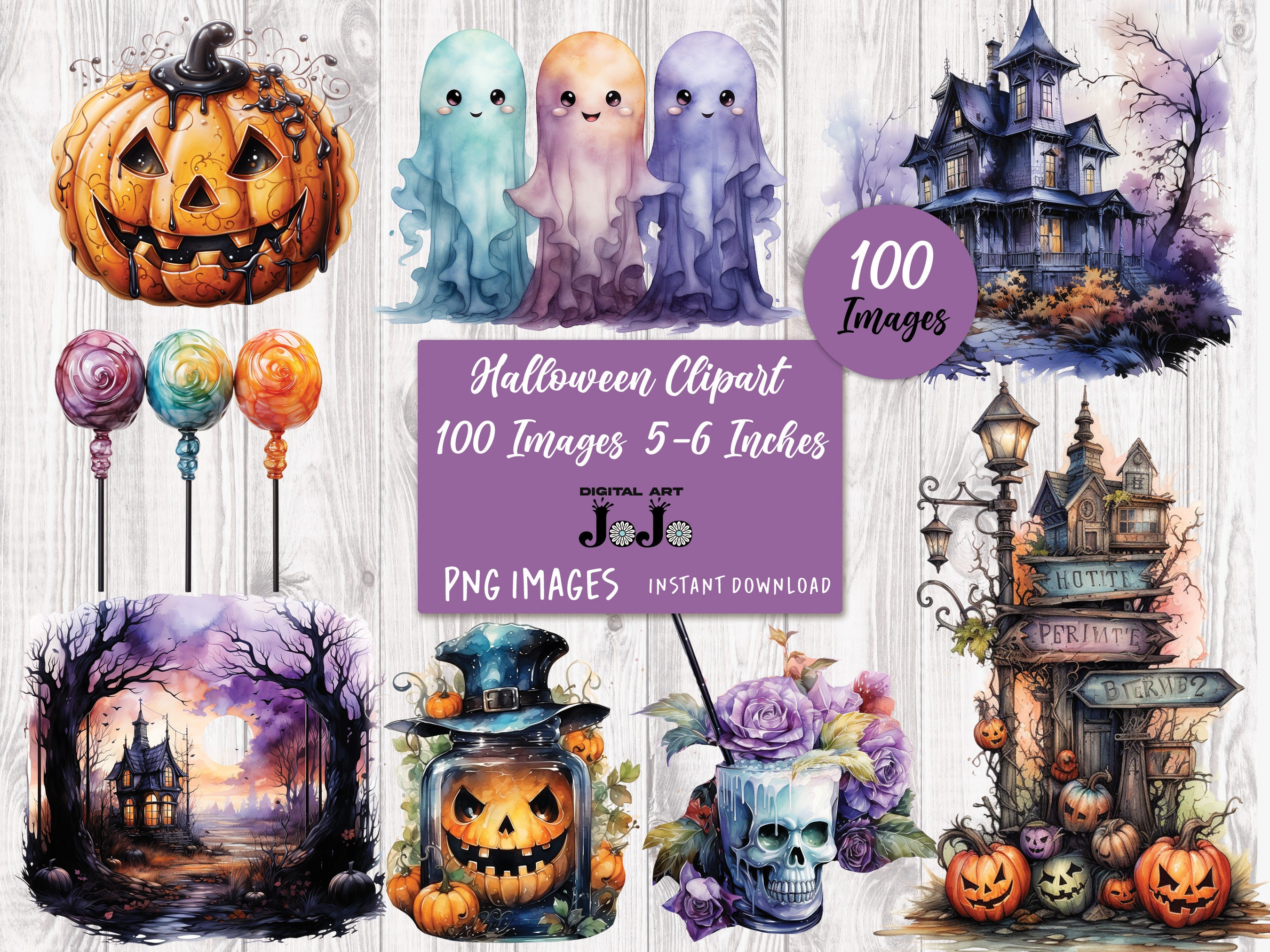 Halloween Clipart, Commercial Use, Watercolor PNG, Card Design ...