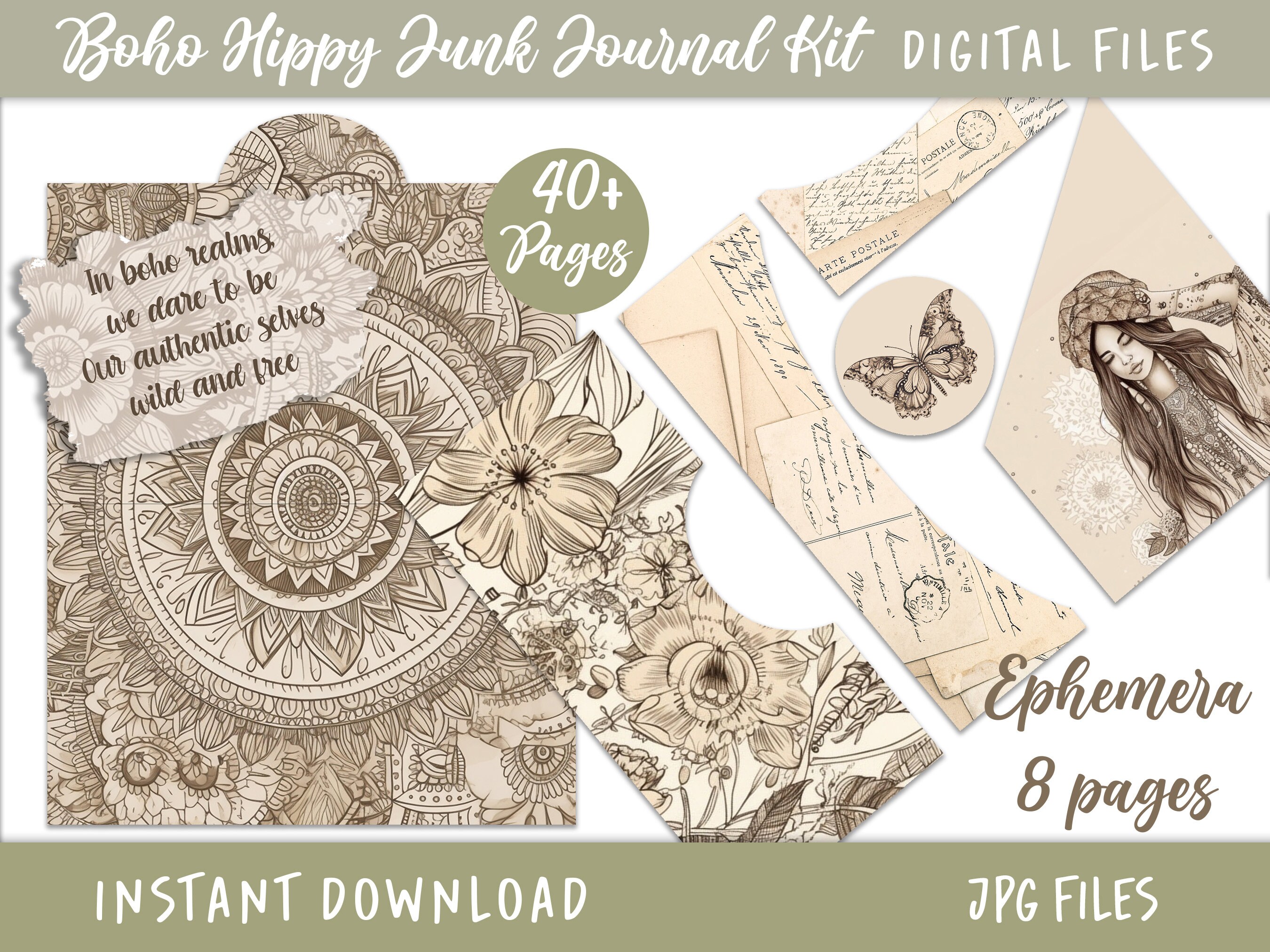 Boho Junk Journal Kits Digital Download Bohemian Printable - Etsy