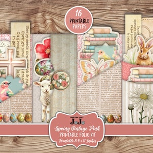Spring Junk Journal Folio Printables, Scrapbook Easter Digital Wallet, Simple Craft Kit, Gift ...