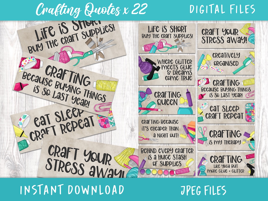 Craft Quotes, Crafters Sayings, Printable Kit, Junk Journal Words ...