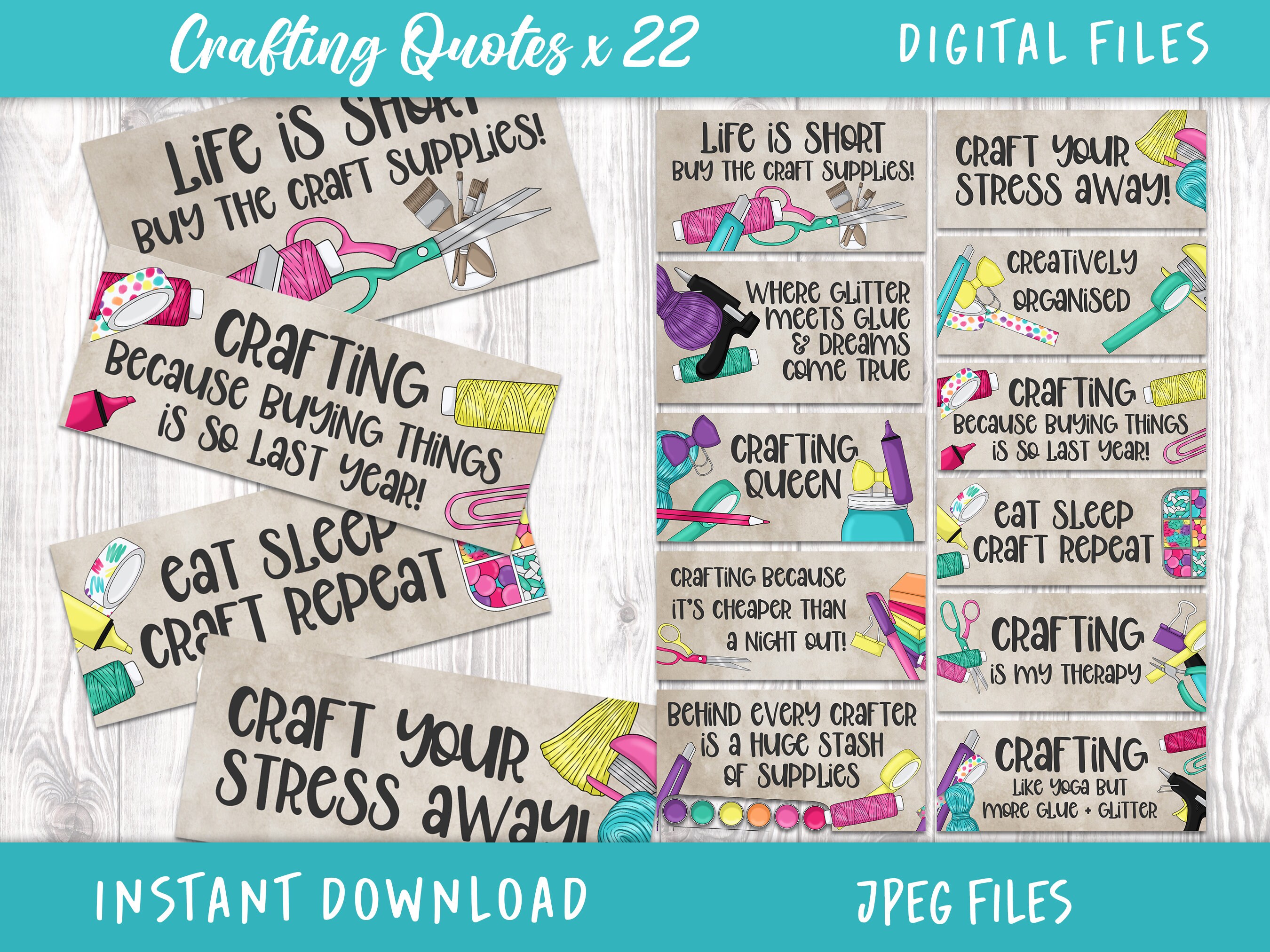 Craft Quotes, Crafters Sayings, Printable Kit, Junk Journal Words ...