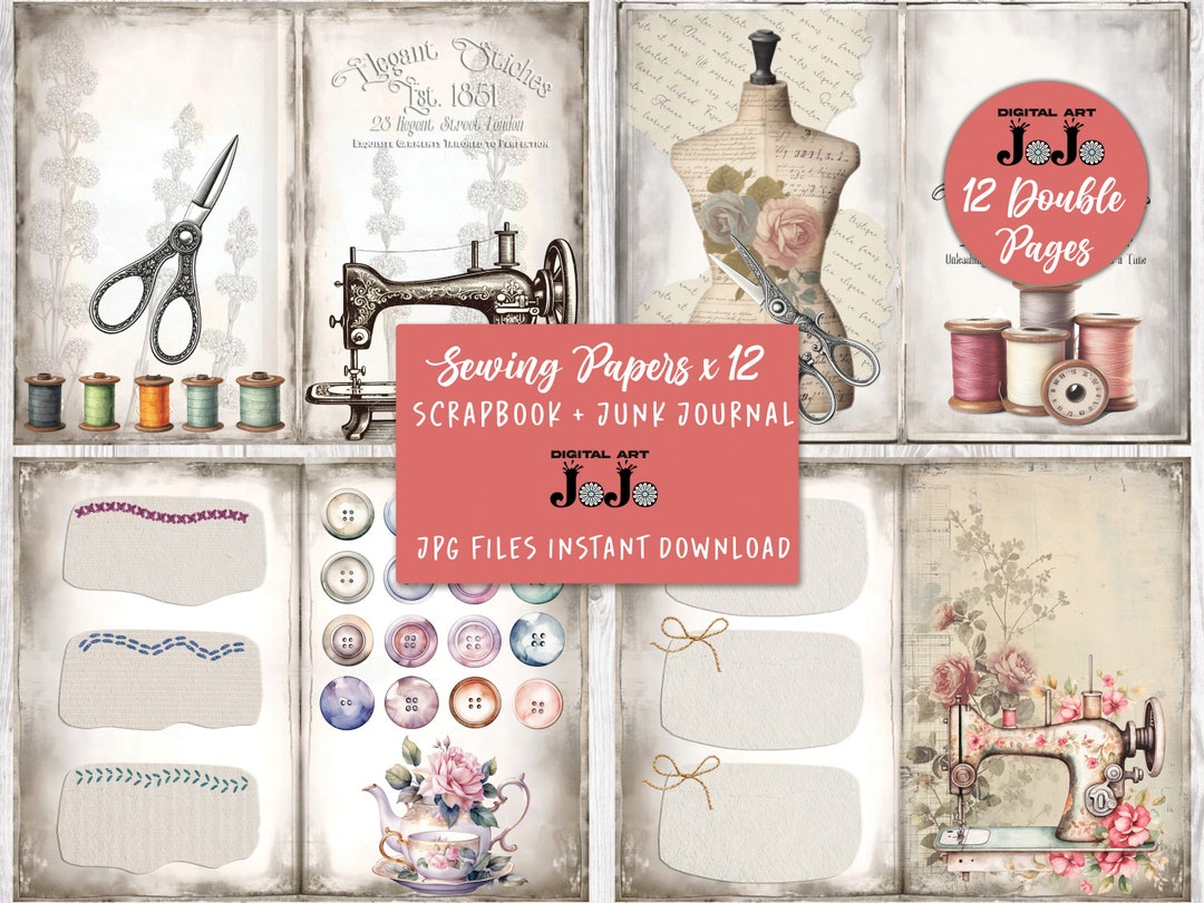 Vintage Victorian Sewing Junk Journal Printable Papers, Vintage Sewing ...